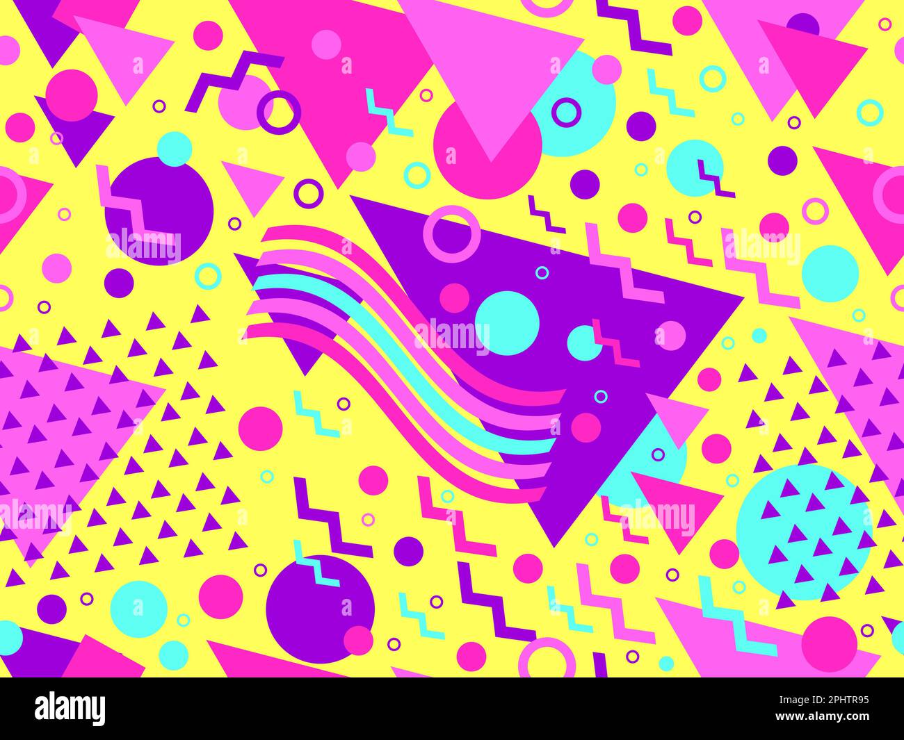 Seamless geometric pattern in 80s memphis style. Colorful geometric ...