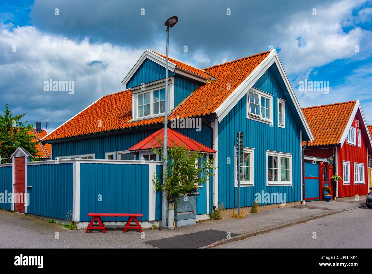Colorful timber houses in Swedish town Karlskrona Stock Photo - Alamy