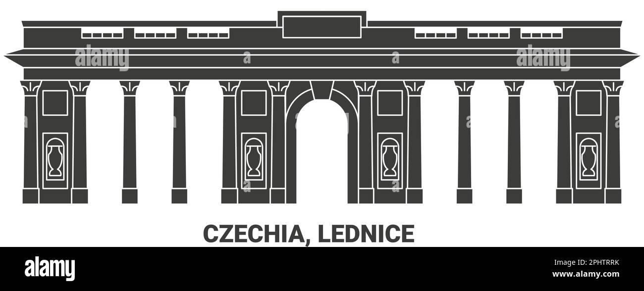 Czech Republic, Lednice, travel landmark vector illustration Stock ...