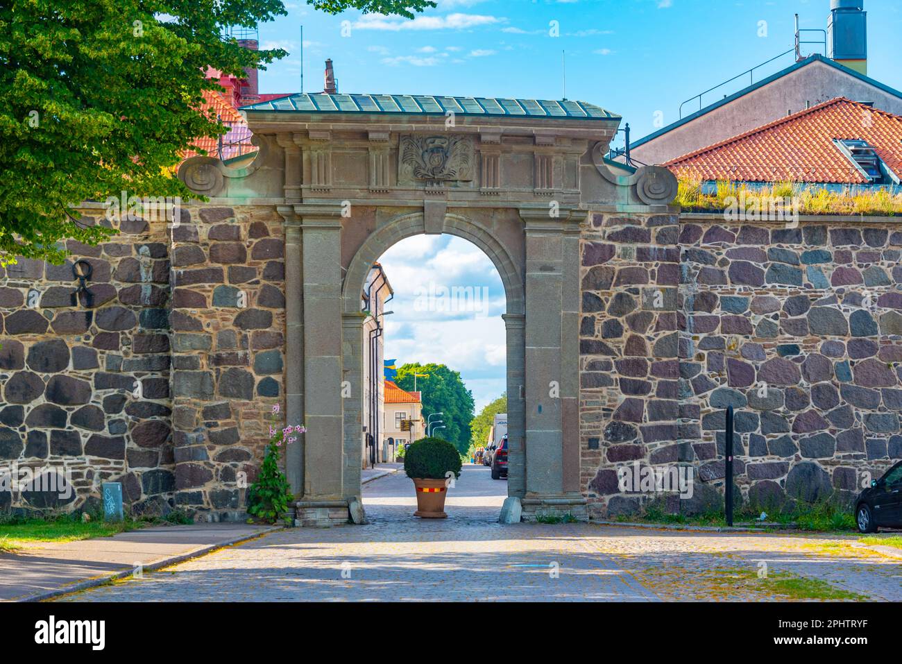 Old town gate in Swedish town Kalmar Stock Photo - Alamy