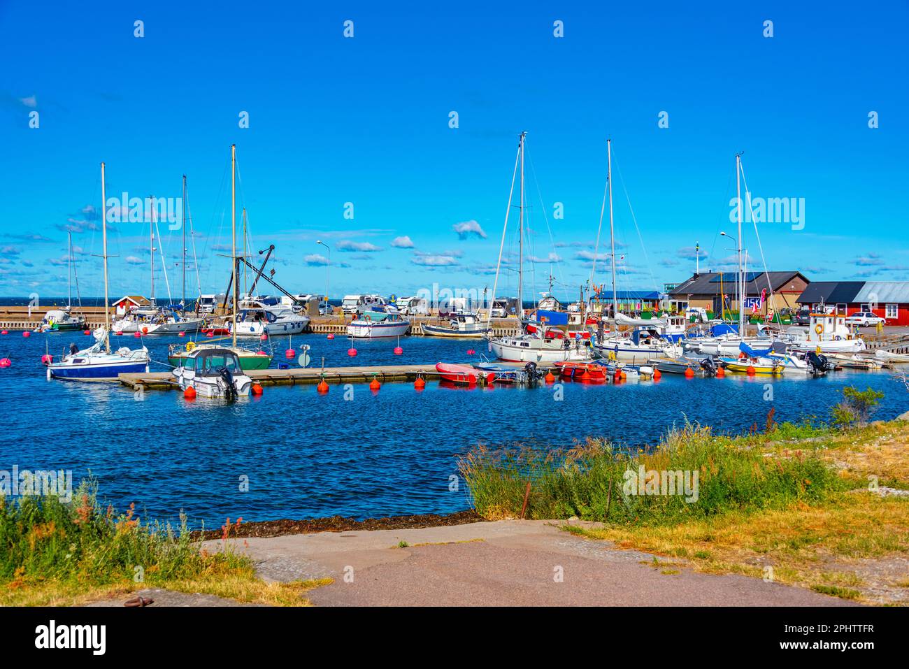 Marina in Swedish town Sandvik Stock Photo - Alamy