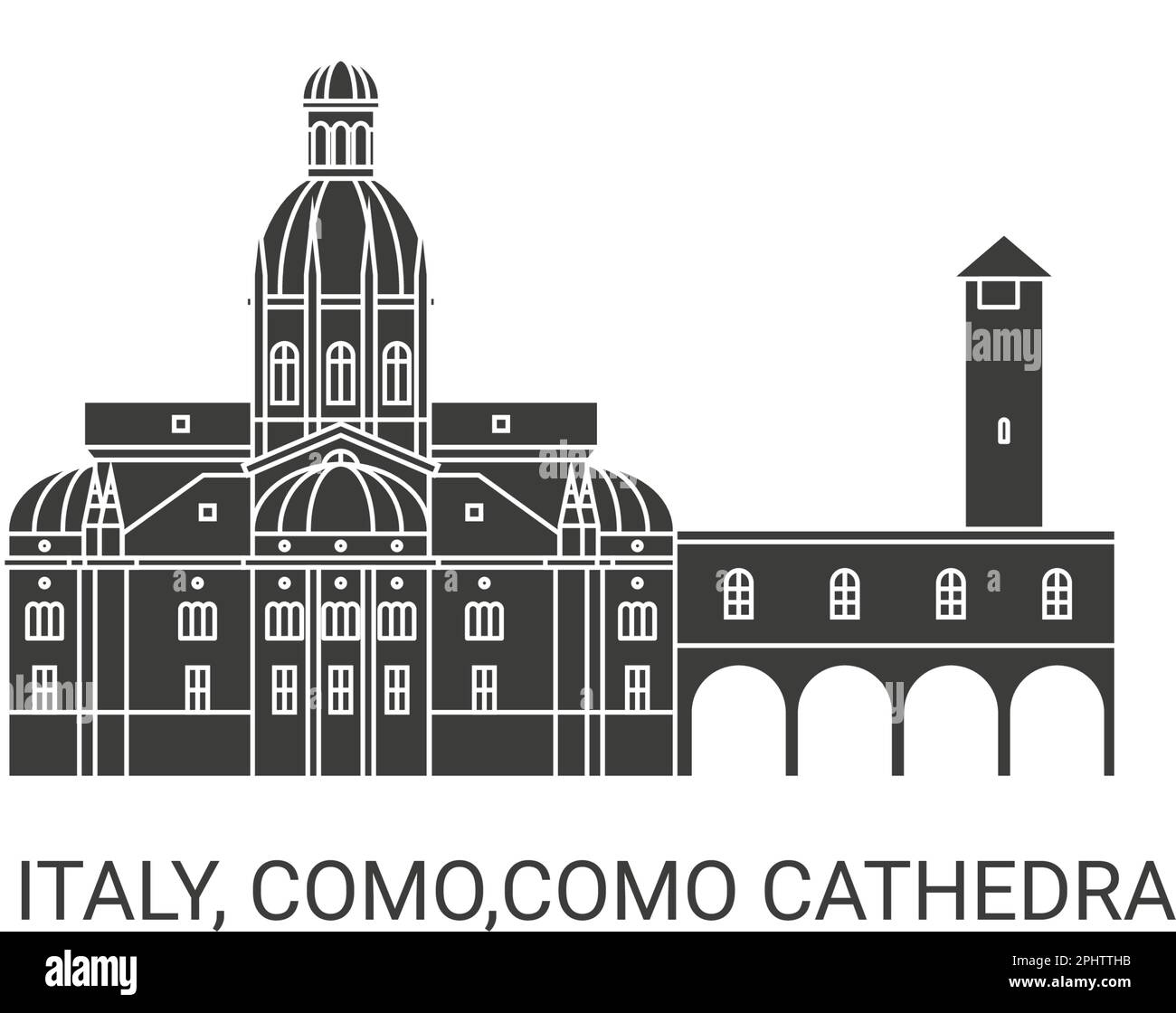 Italy, Como,Como Cathedra, travel landmark vector illustration Stock ...