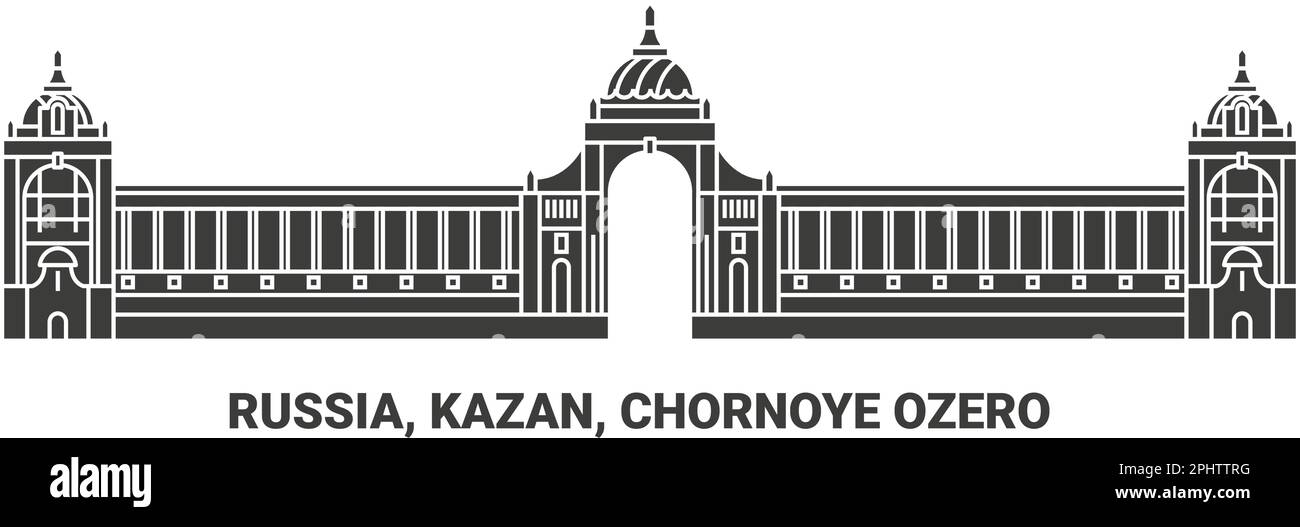 Russia, Kazan, Chornoye Ozero, travel landmark vector illustration ...