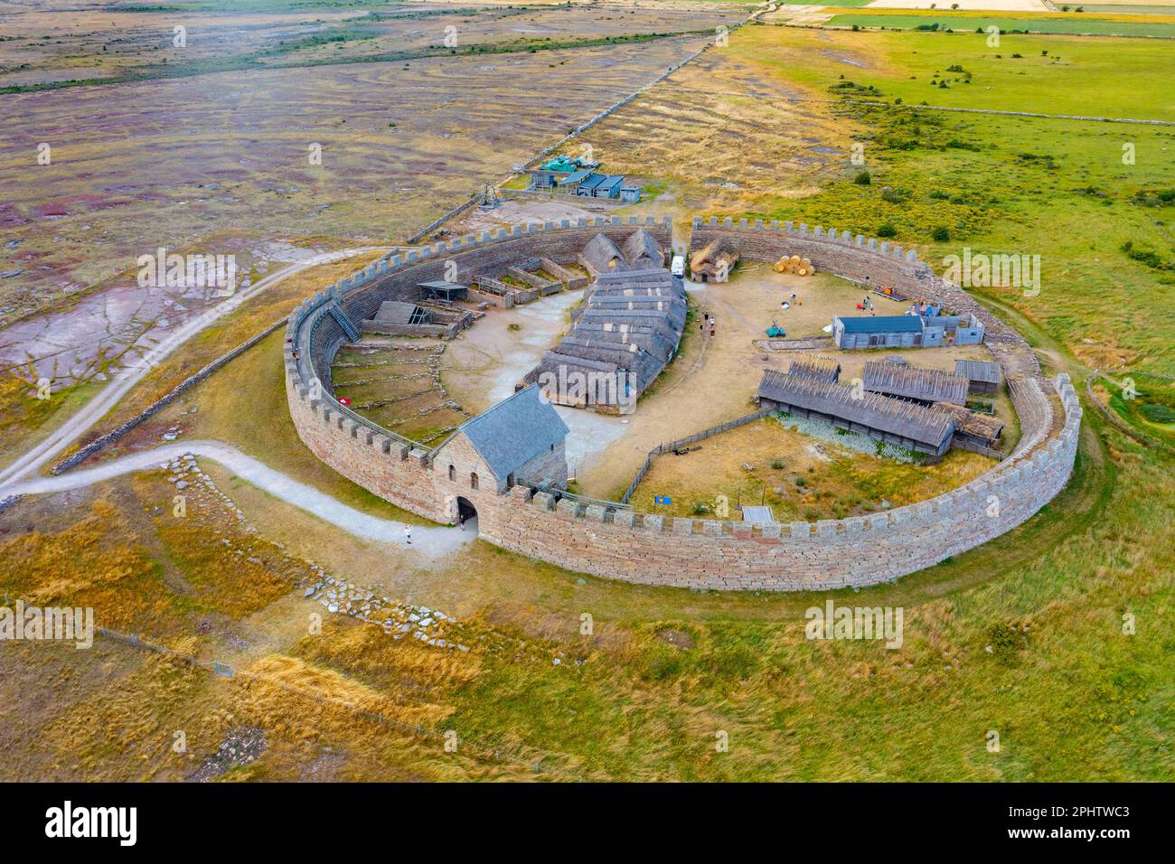 Panorama of Eketorp ring fortress in Sweden Stock Photo - Alamy