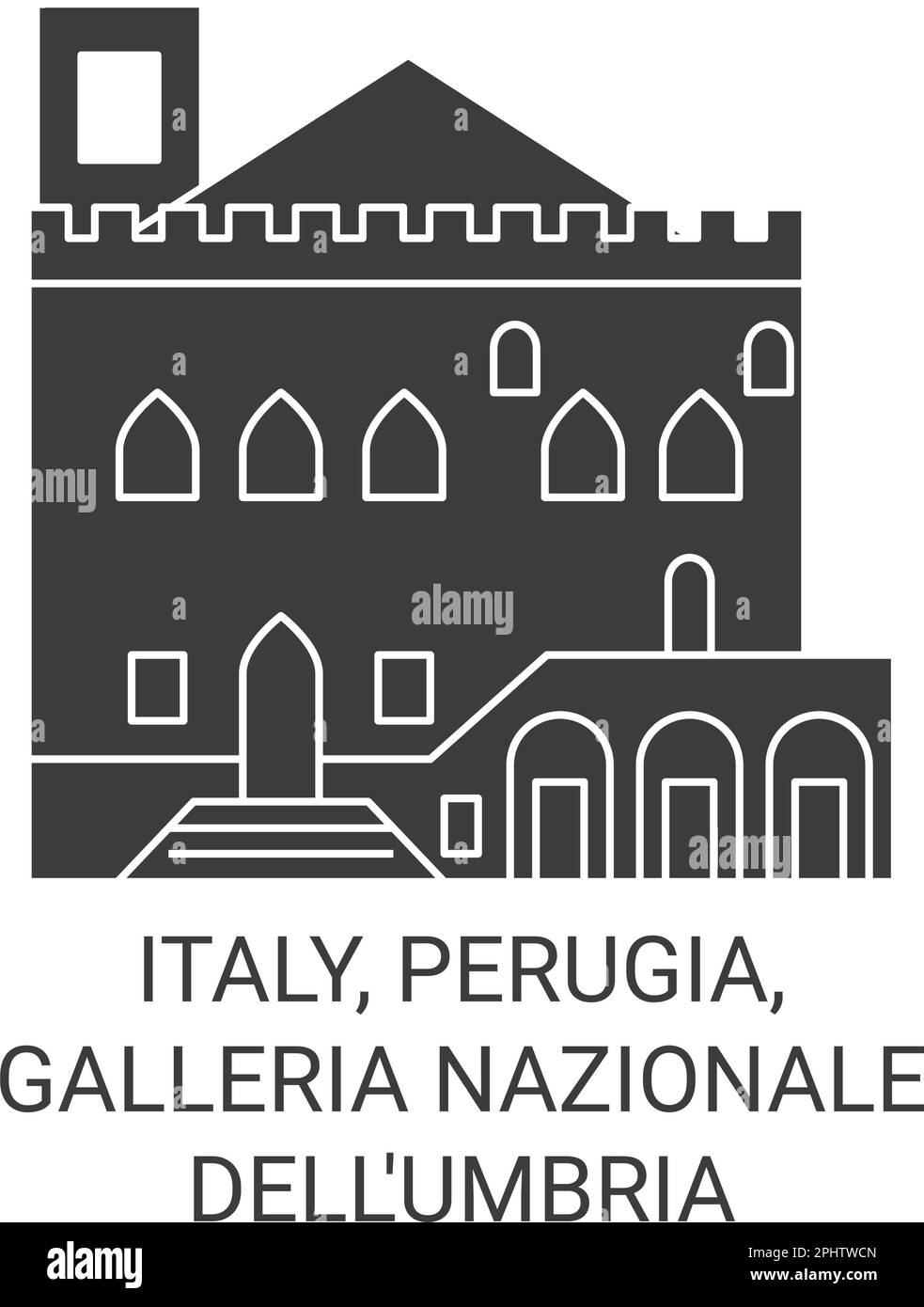 Italy, Perugia, Galleria Nazionale Dell'umbria travel landmark vector ...