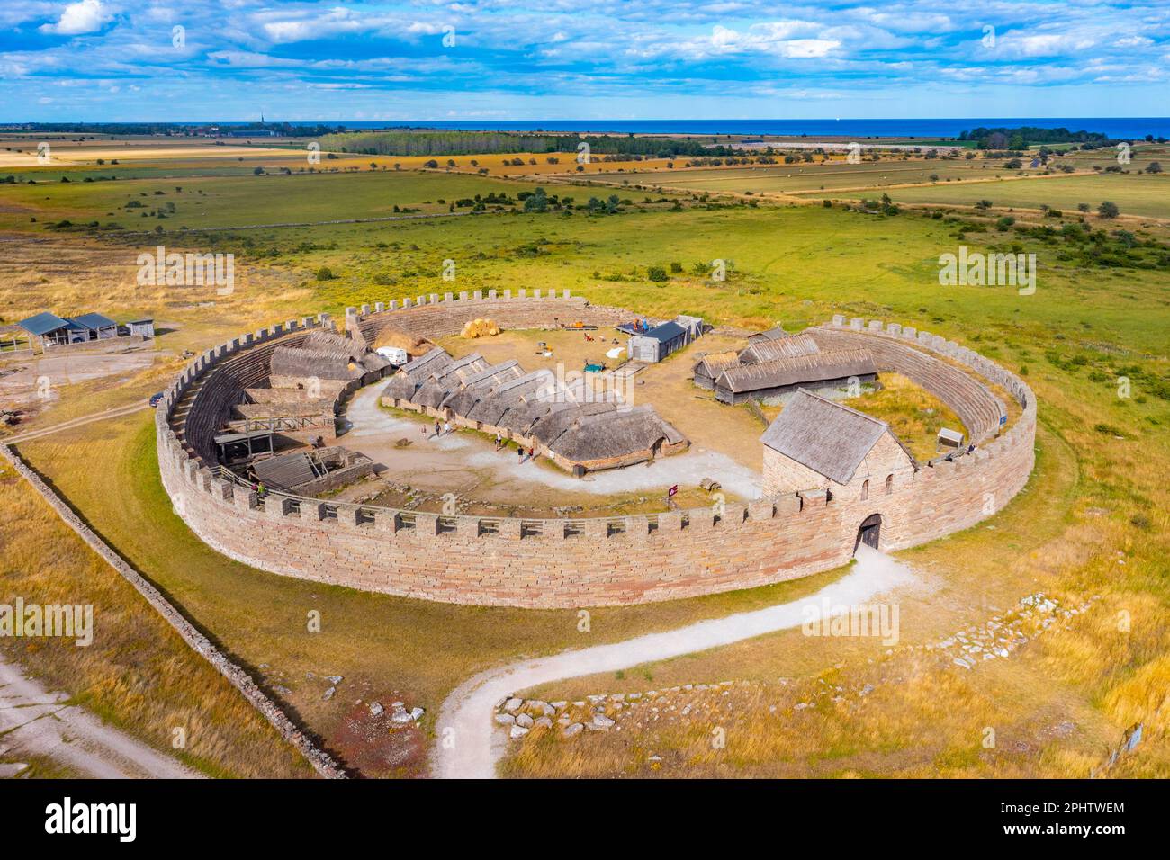 Panorama of Eketorp ring fortress in Sweden Stock Photo - Alamy