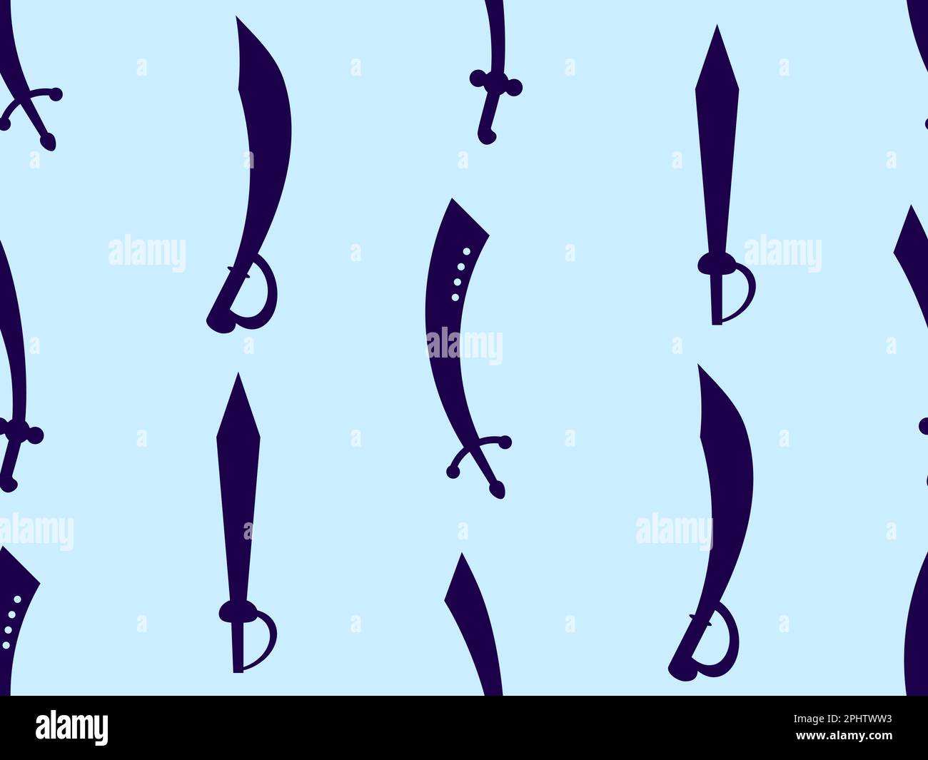 Curved swords seamless pattern. Swords silhouettes. Indian and oriental ...
