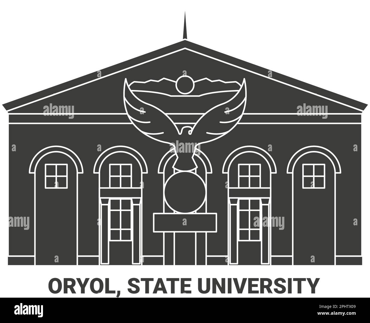 Russia, Oryol, State University travel landmark vector illustration ...