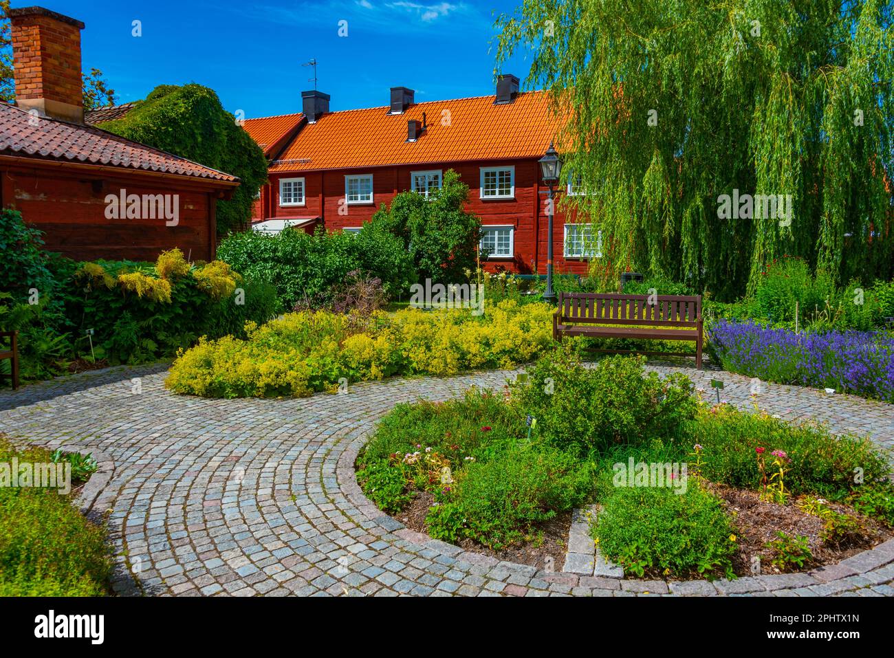 Colorful timber houses in Swedish town Eksjö Stock Photo - Alamy