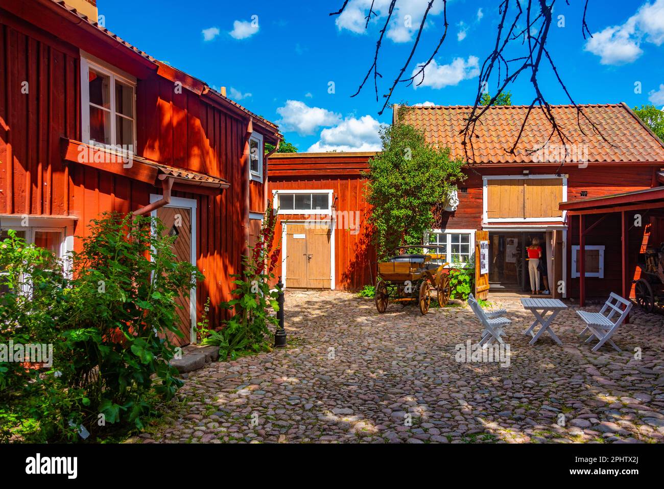 Colorful timber houses in Swedish town Eksjö Stock Photo - Alamy