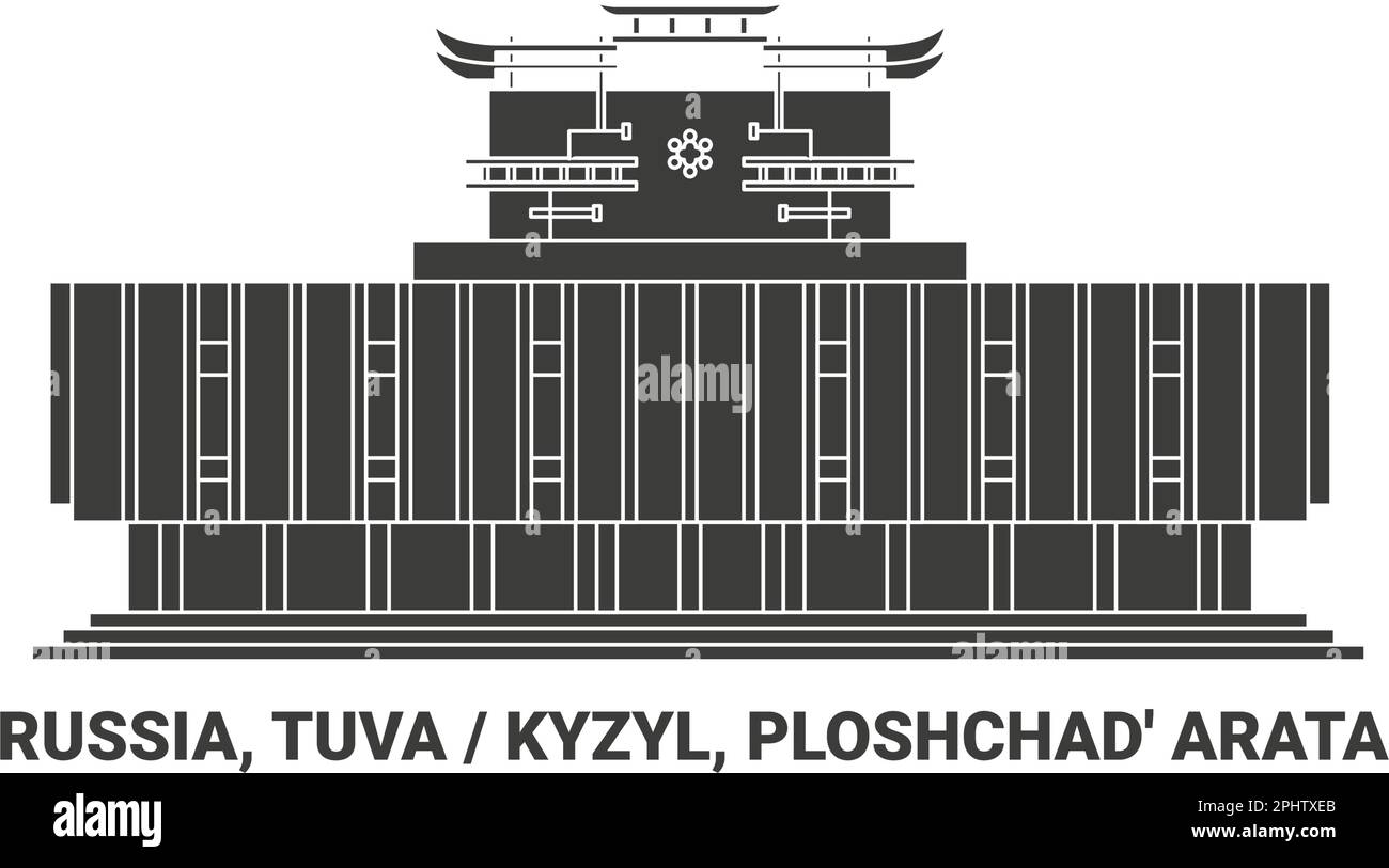 Russia, Tuva Kyzyl, Ploshchad' Arata, travel landmark vector ...