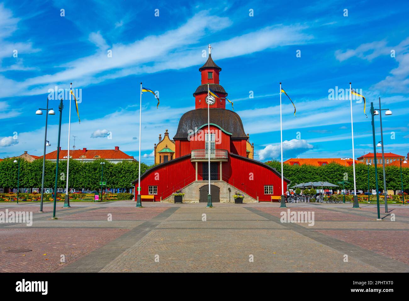 Red timber town hall in Lidköping, Sweden Stock Photo - Alamy