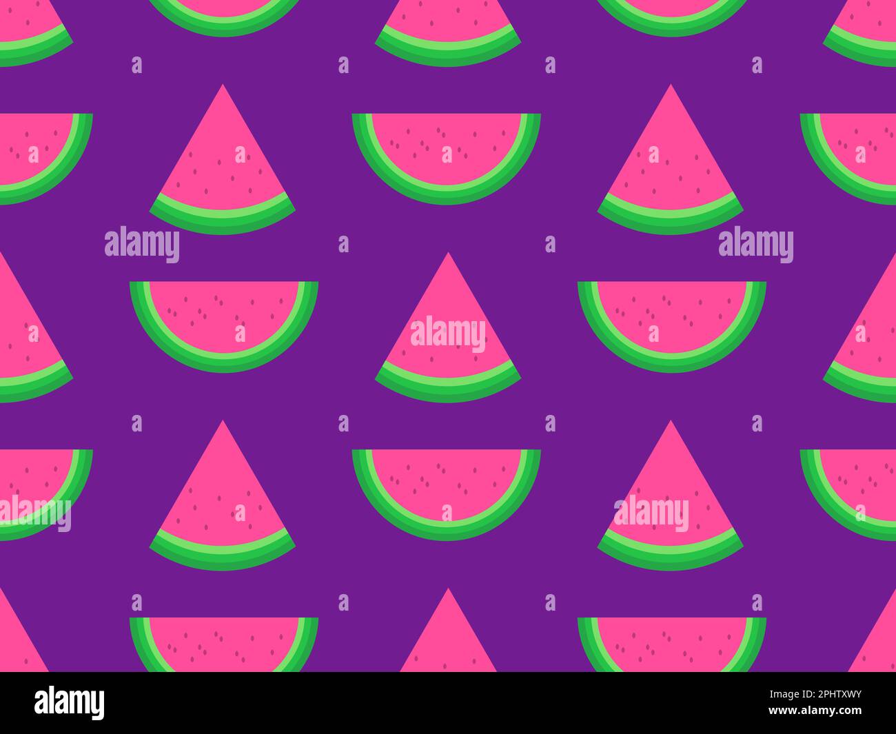Watermelon seamless pattern. Slices of watermelon with seeds on a purple background. Design for ...