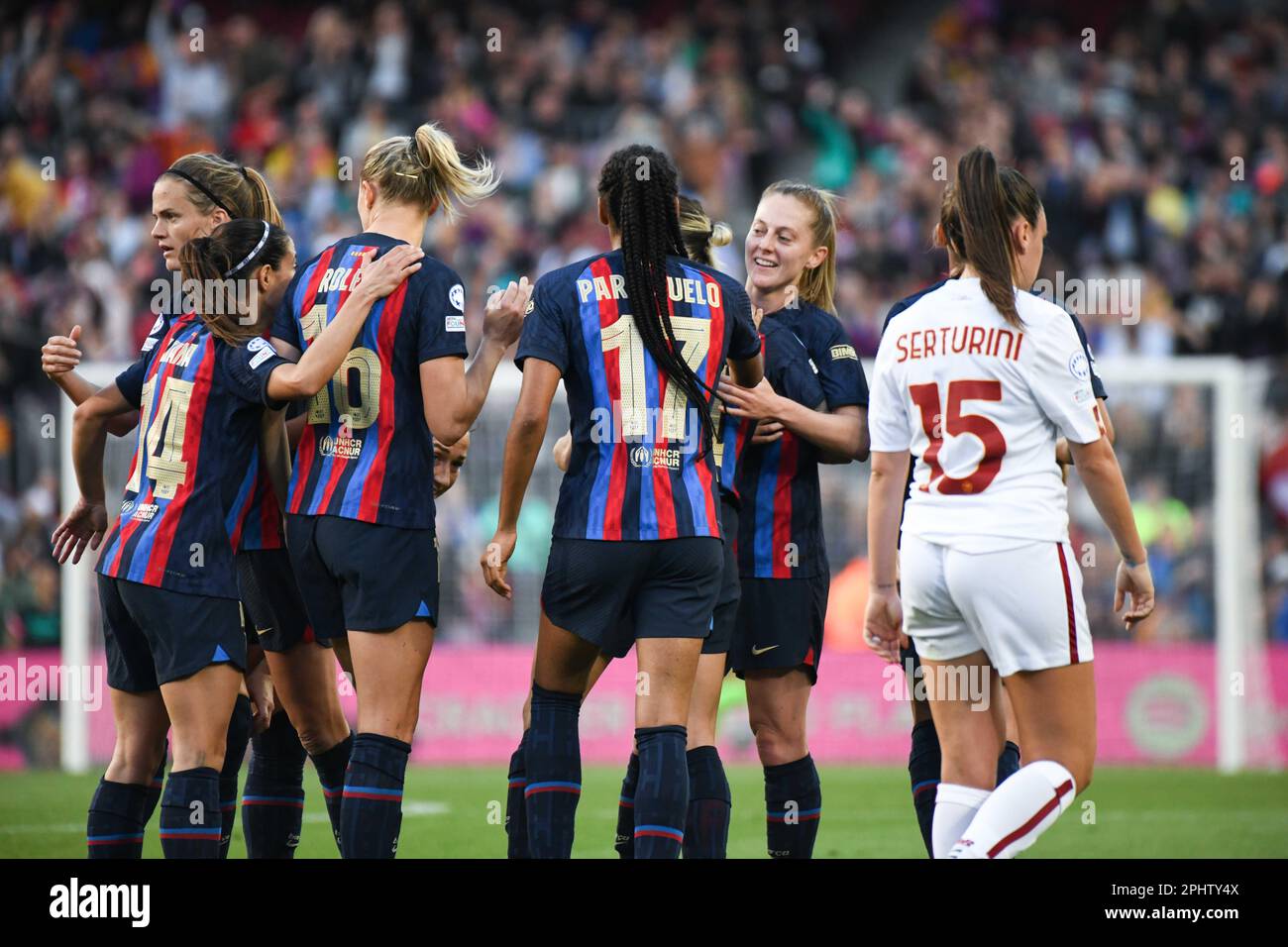 BARCELONA, SPAIN - MARCH 29: UEFA Women's Champions League Semifinals Match between FC Barcelona ...