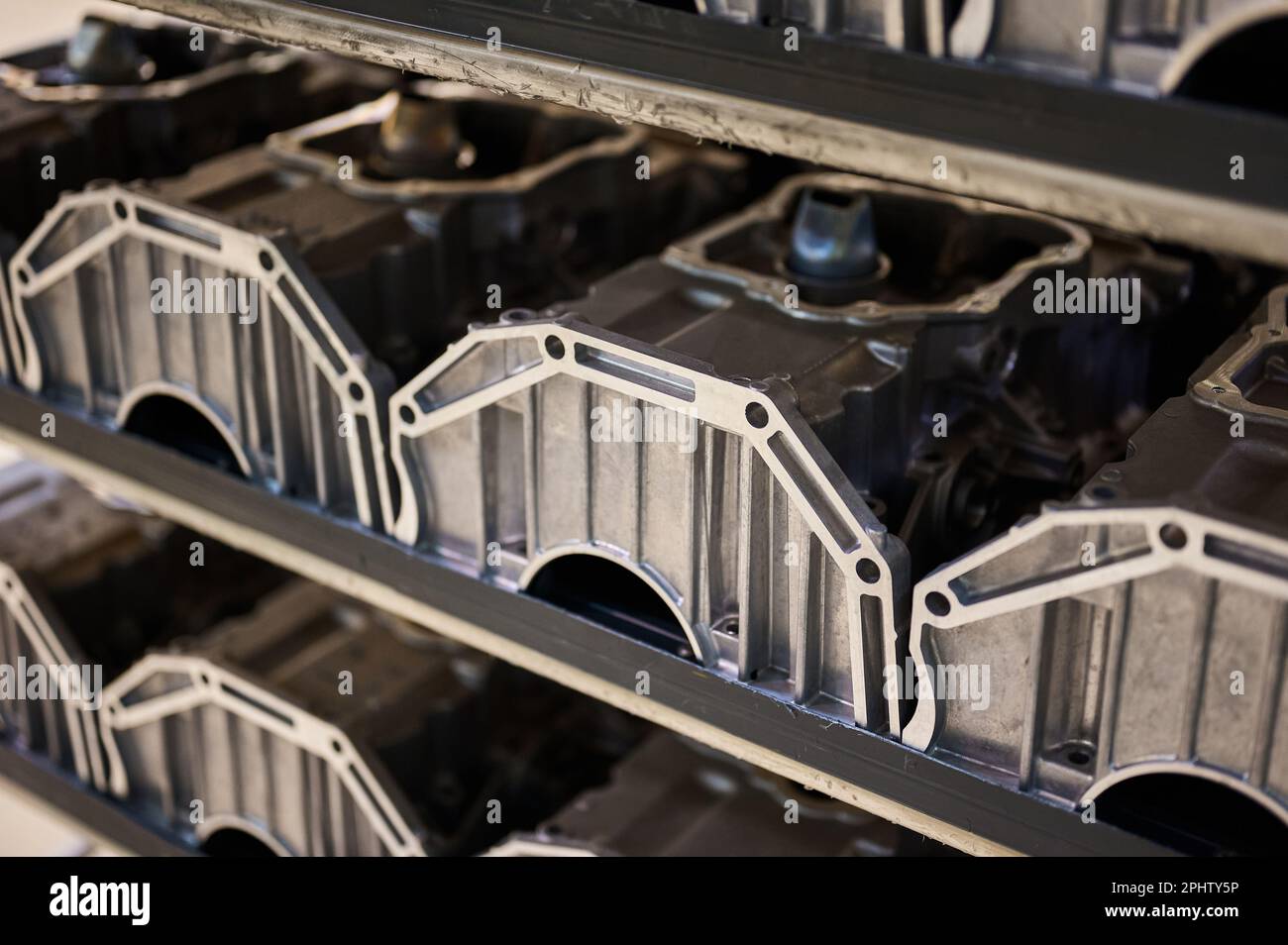Automobile cylinder blocks cases ready for engine assembly Stock Photo ...