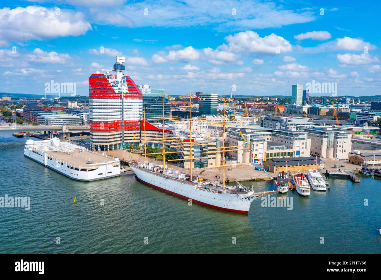 Lilla Bommen building and Barken Viking ship in the swedish city ...