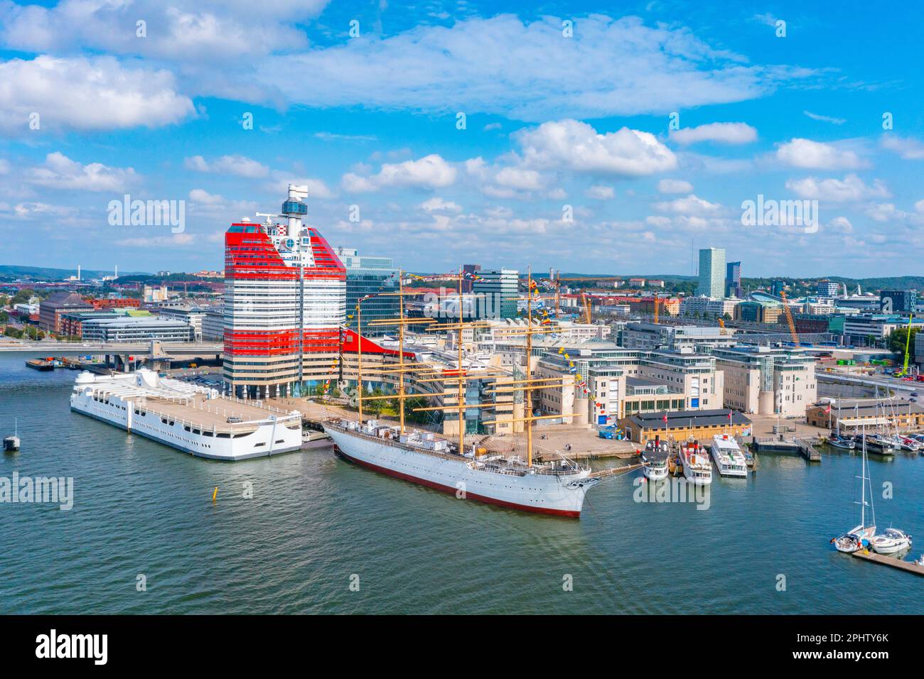 Lilla Bommen building and Barken Viking ship in the swedish city ...