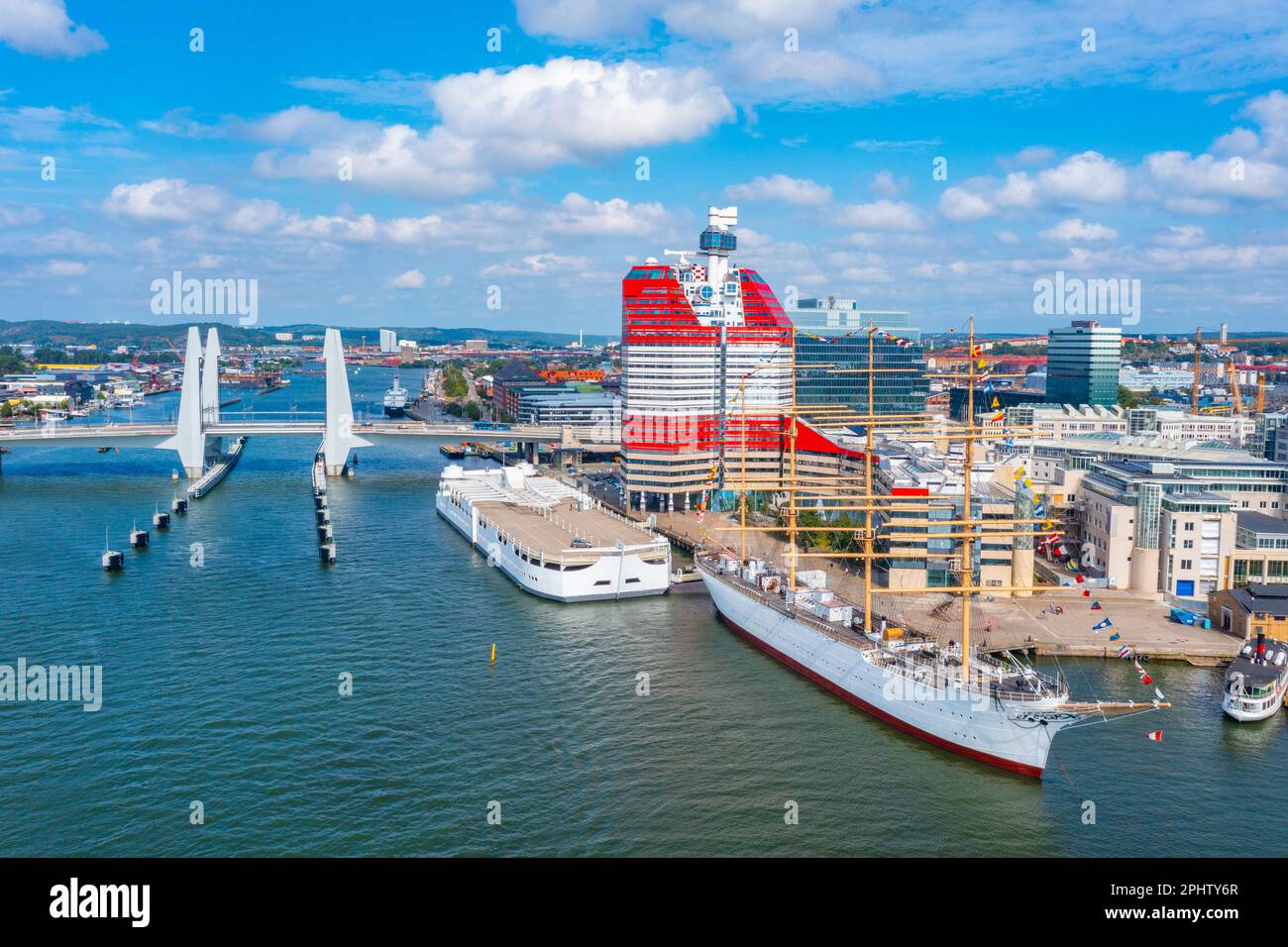 Lilla Bommen building and Barken Viking ship in the swedish city ...