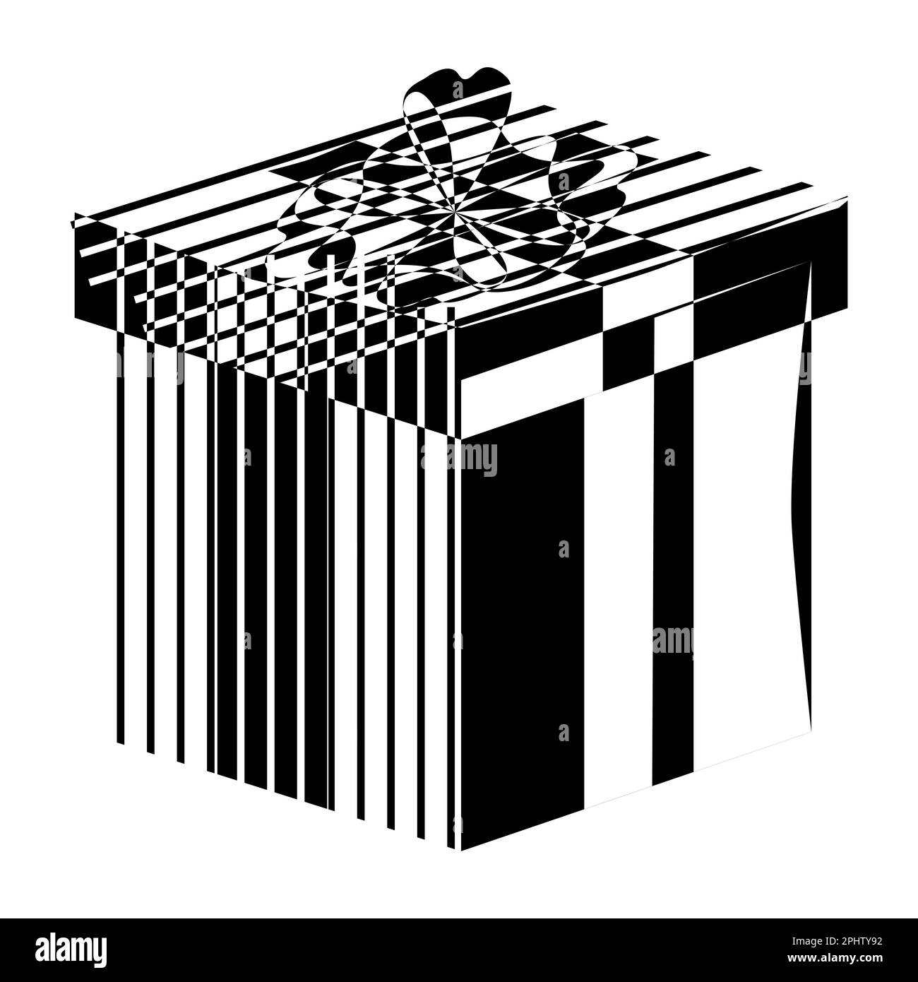 Present Box with Ribbon in outline. Vector illustration on a white ...