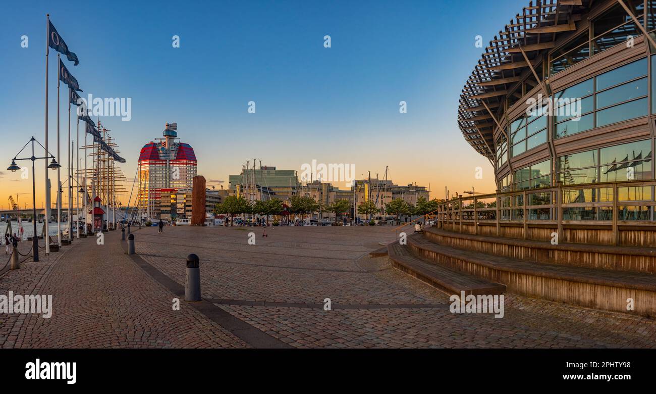 Lilla Bommen building and Barken Viking ship in the swedish city ...