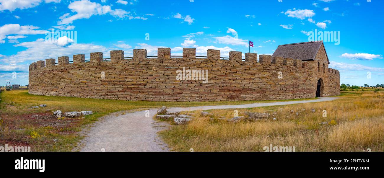 Panorama of Eketorp ring fortress in Sweden Stock Photo - Alamy