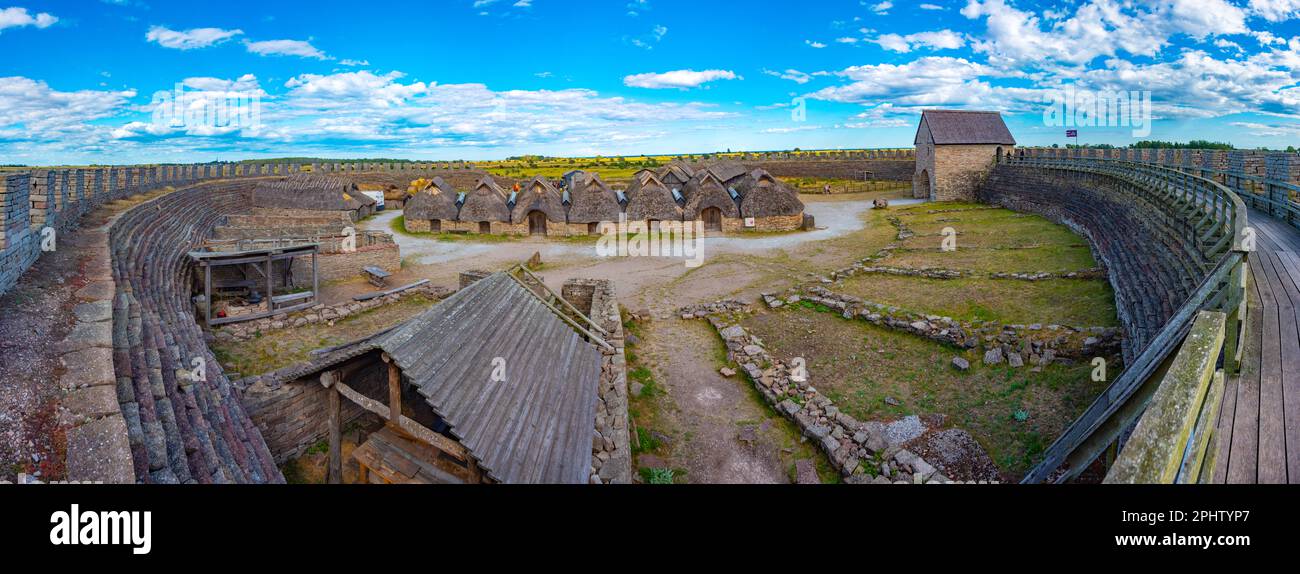 Panorama of Eketorp ring fortress in Sweden Stock Photo - Alamy