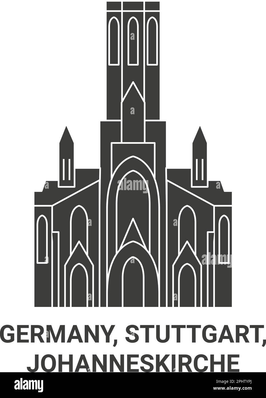 Germany, Stuttgart, Johanneskirche travel landmark vector illustration Stock Vector Image & Art ...