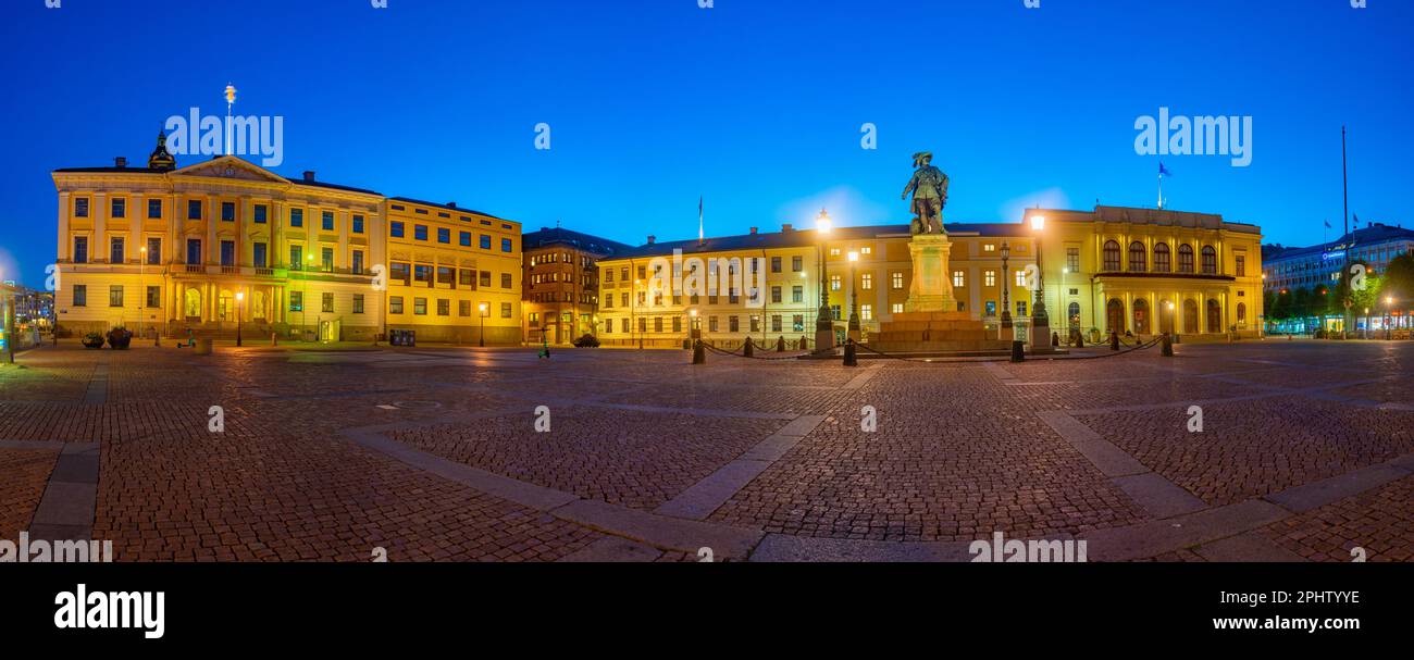 Sunset view of the gustav adolf square in Goteborg, Sweden Stock Photo ...