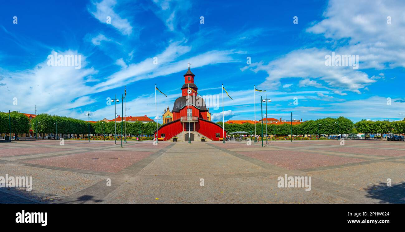 Red timber town hall in Lidköping, Sweden Stock Photo - Alamy
