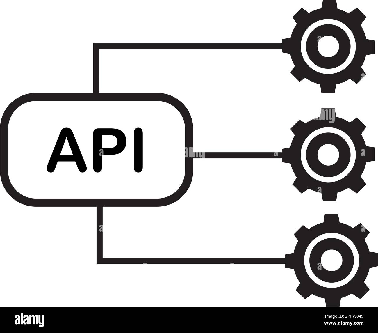 Api linear icon on white background. Api logo. Software integration ...