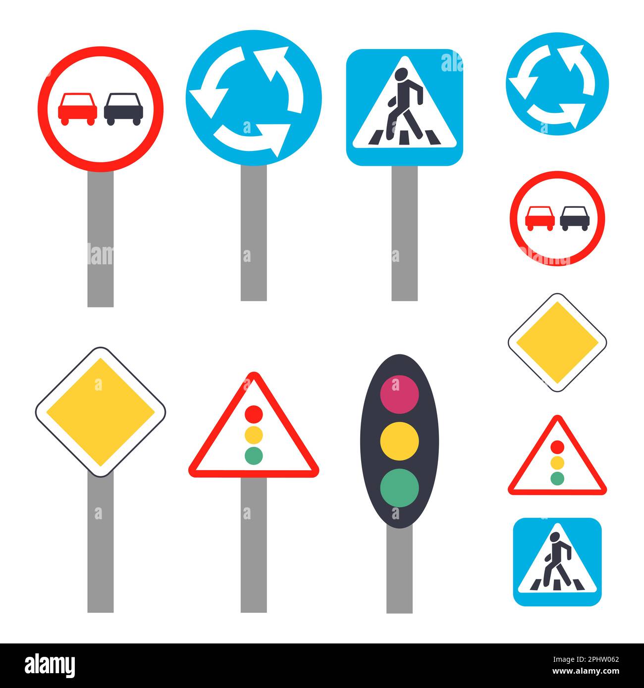 Set of road signs isolated on white background Stock Vector Image & Art - Alamy