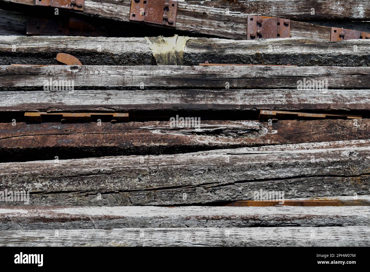 Old railroad train track cross ties Stock Photo - Alamy