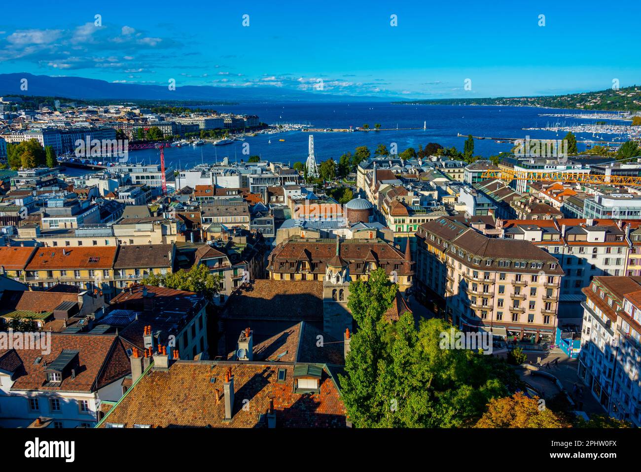 Aerial view of Geneva from Cathedral Saint Pierre, Switzerland Stock ...