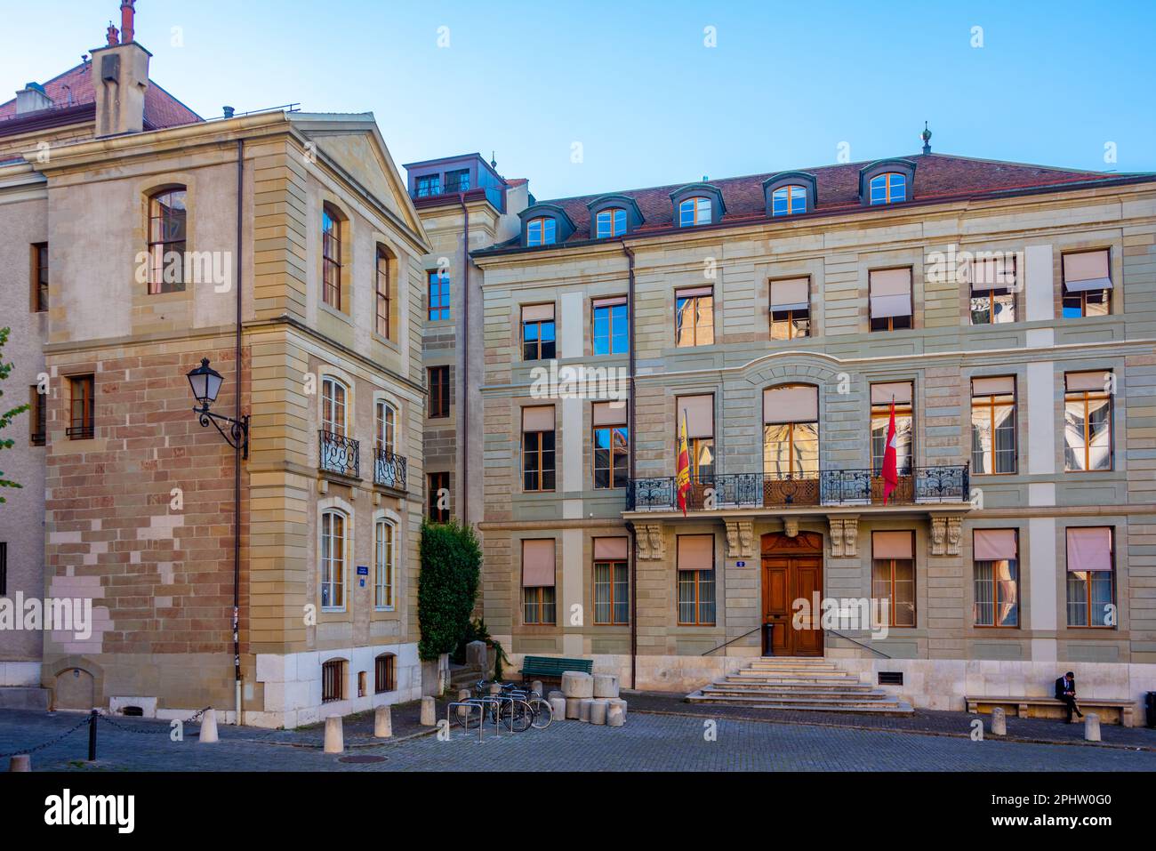 Historical street in the old town of Geneva, Switzerland Stock Photo ...