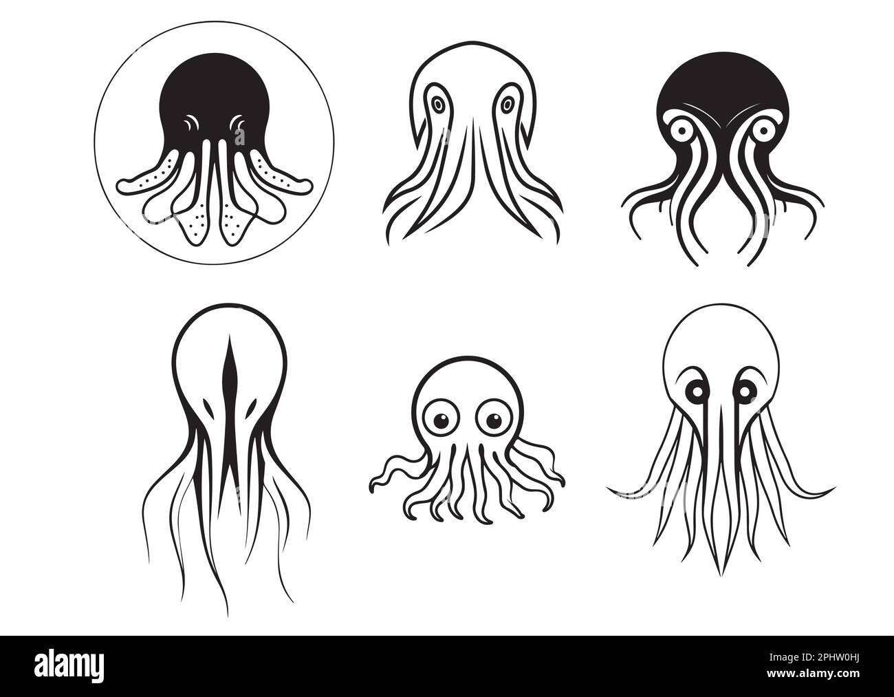 Squid set of icons sketch hand drawn illustration Stock Vector Image ...