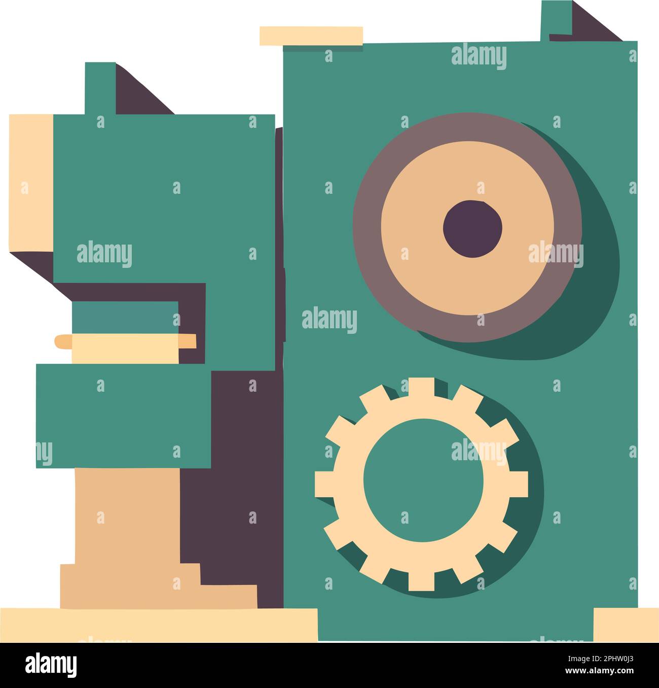 Heavy machinery turning steel wheels in factory Stock Vector Image ...