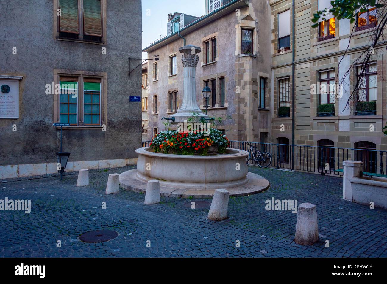 Historical street in the old town of Geneva, Switzerland Stock Photo ...