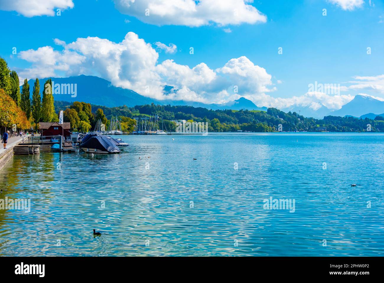 Alley at waterfront of lake Lucerne in Luzern, Switzerland Stock Photo ...