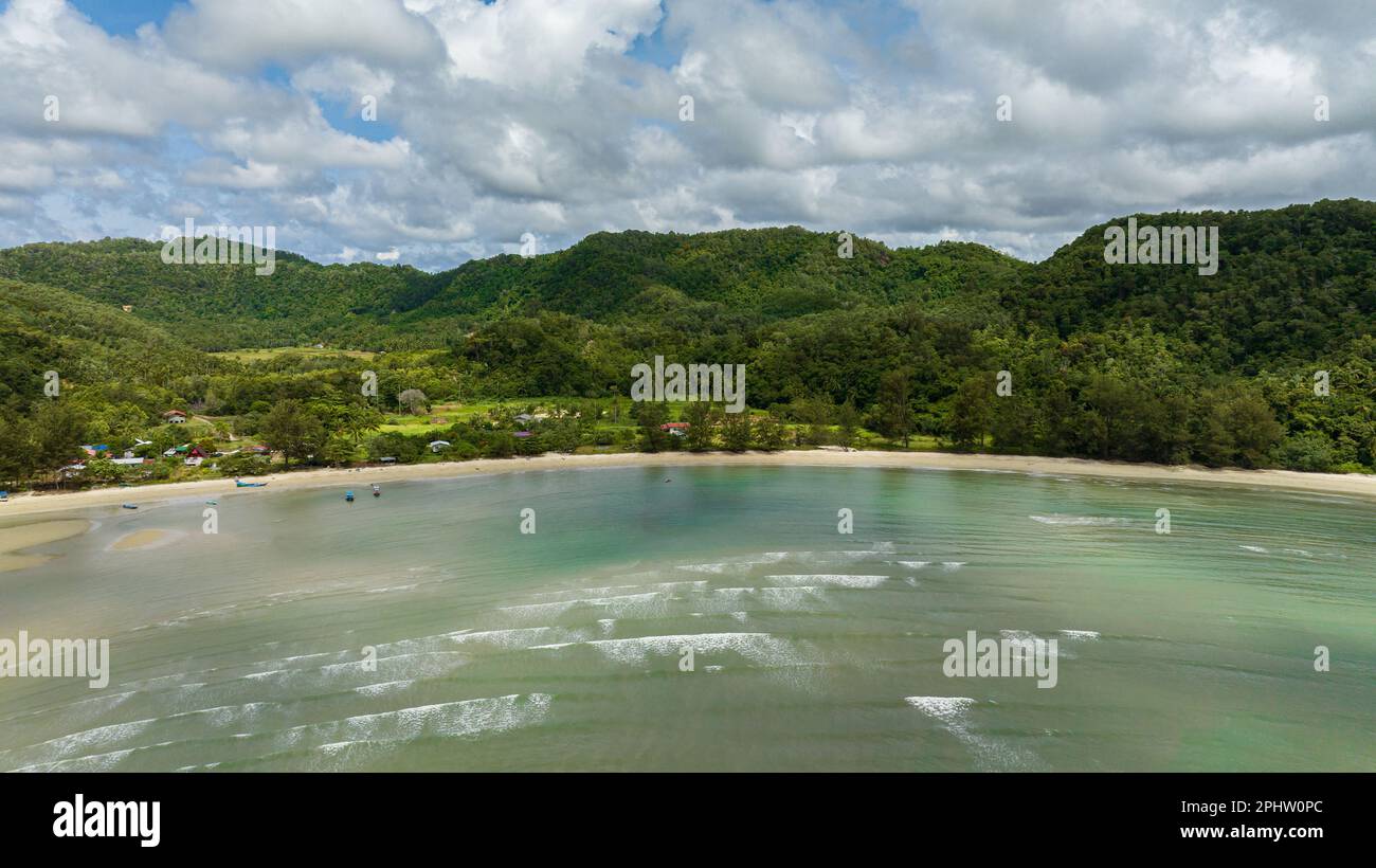 Top view of seascape with tropical sandy beach and blue sea. Kimihang ...