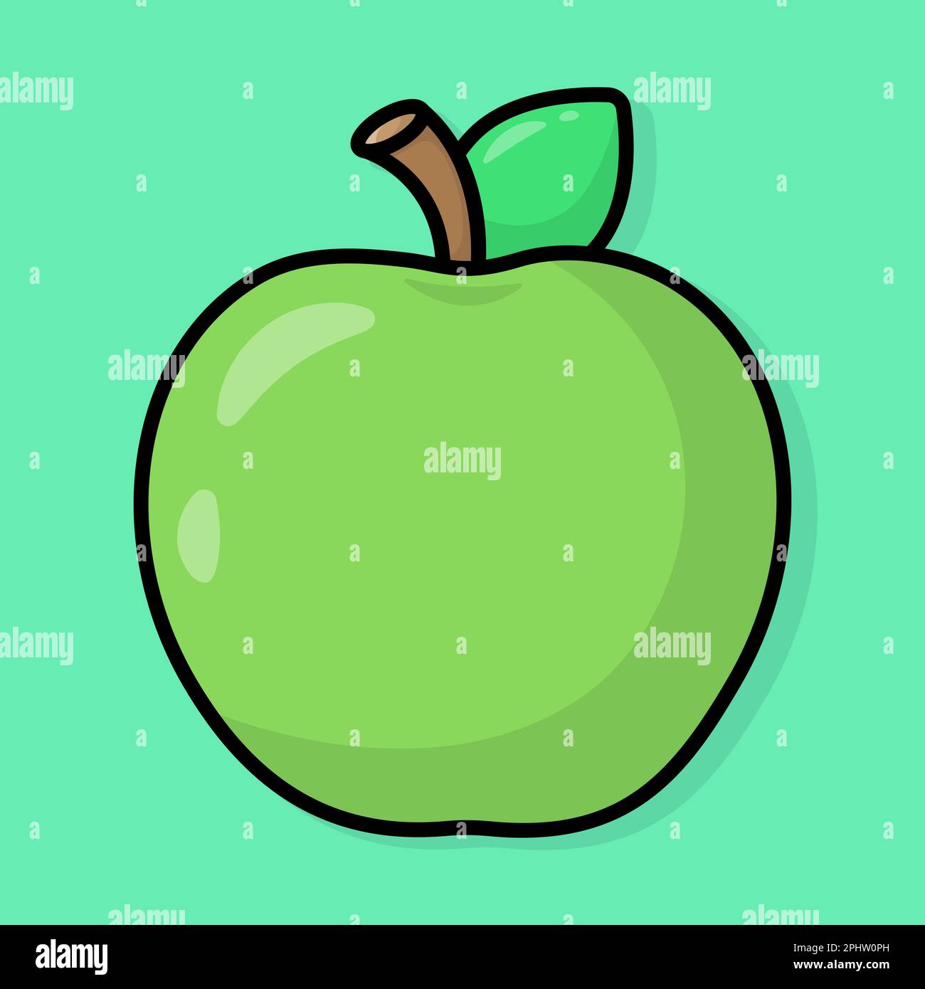 Cartoon bright green apple. Vector illustration Stock Vector Image ...