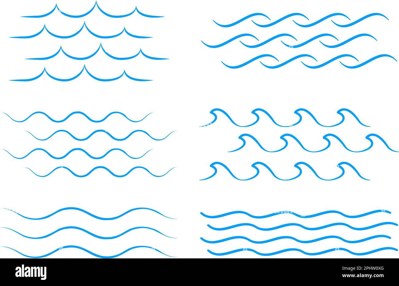 Sea Wave Icon Set Collection Of Thin Line Waves Flat Vector