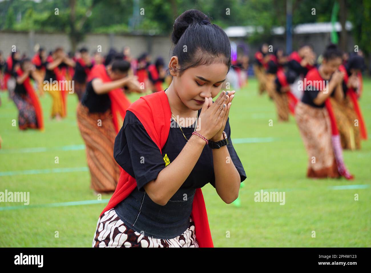 Indonesian performing gambyong dance. This dance comes from central ...