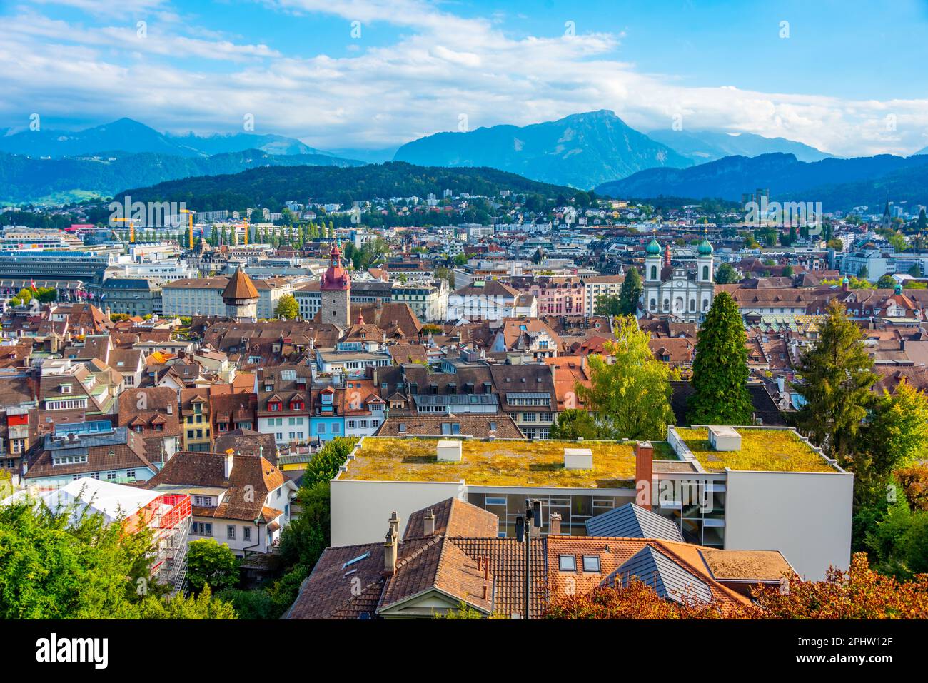 Panorama view of Swiss town Luzern Stock Photo - Alamy