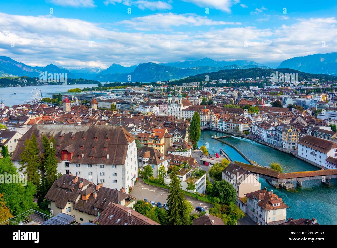Aerial view of Swiss town Luzern Stock Photo - Alamy