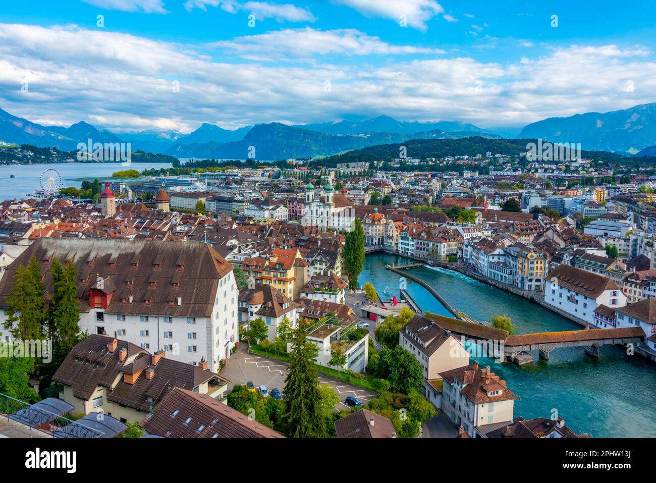 Aerial view of Swiss town Luzern Stock Photo - Alamy