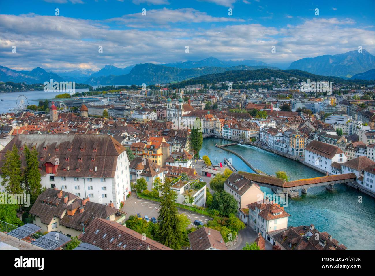 Aerial view of Swiss town Luzern Stock Photo - Alamy