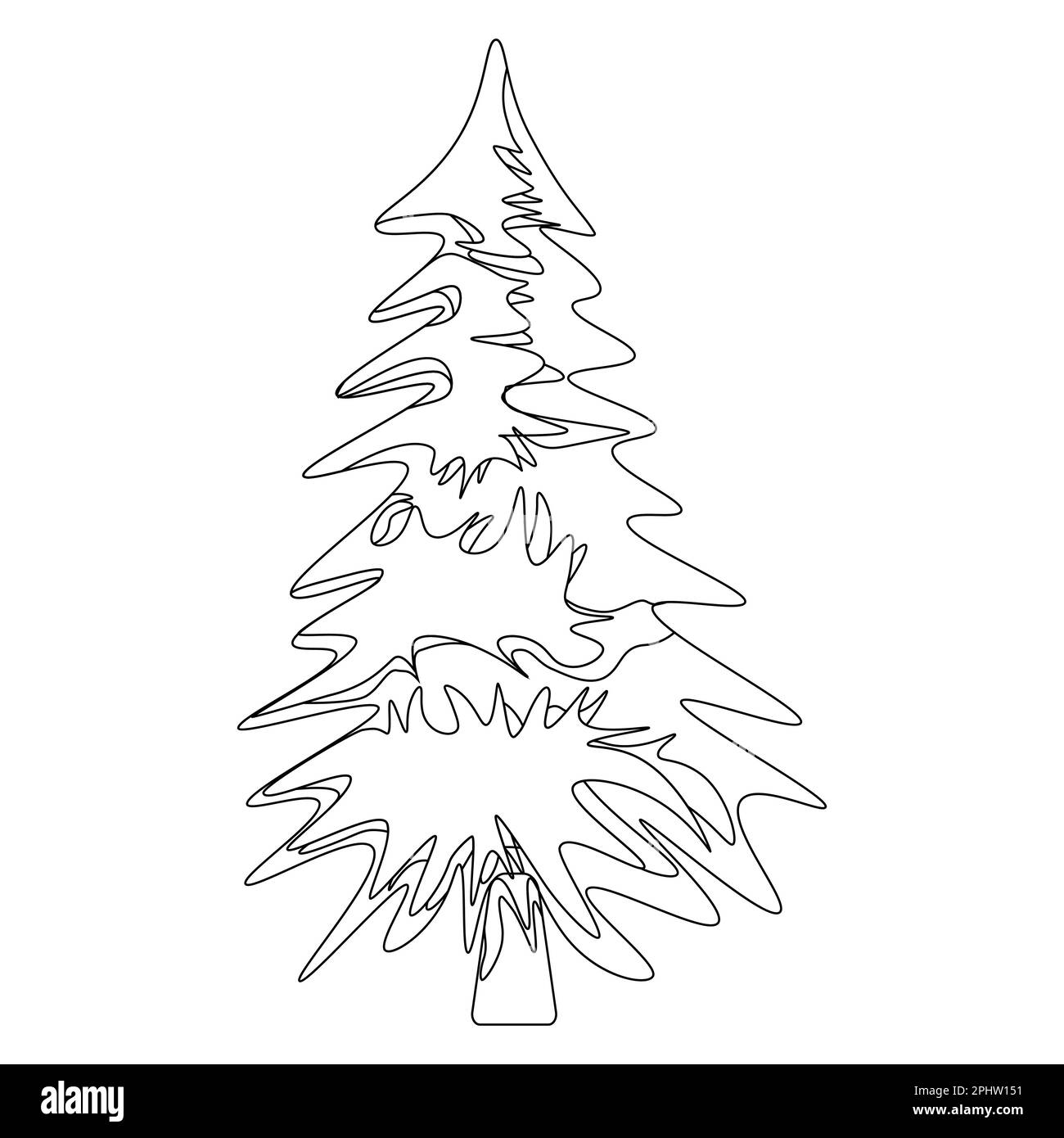 Green pine in outline style. Forest traditional tree. Vector ...