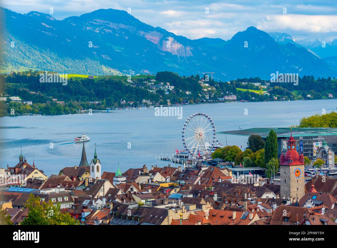 Panorama of Luzern with KKL building in Switzerland Stock Photo - Alamy