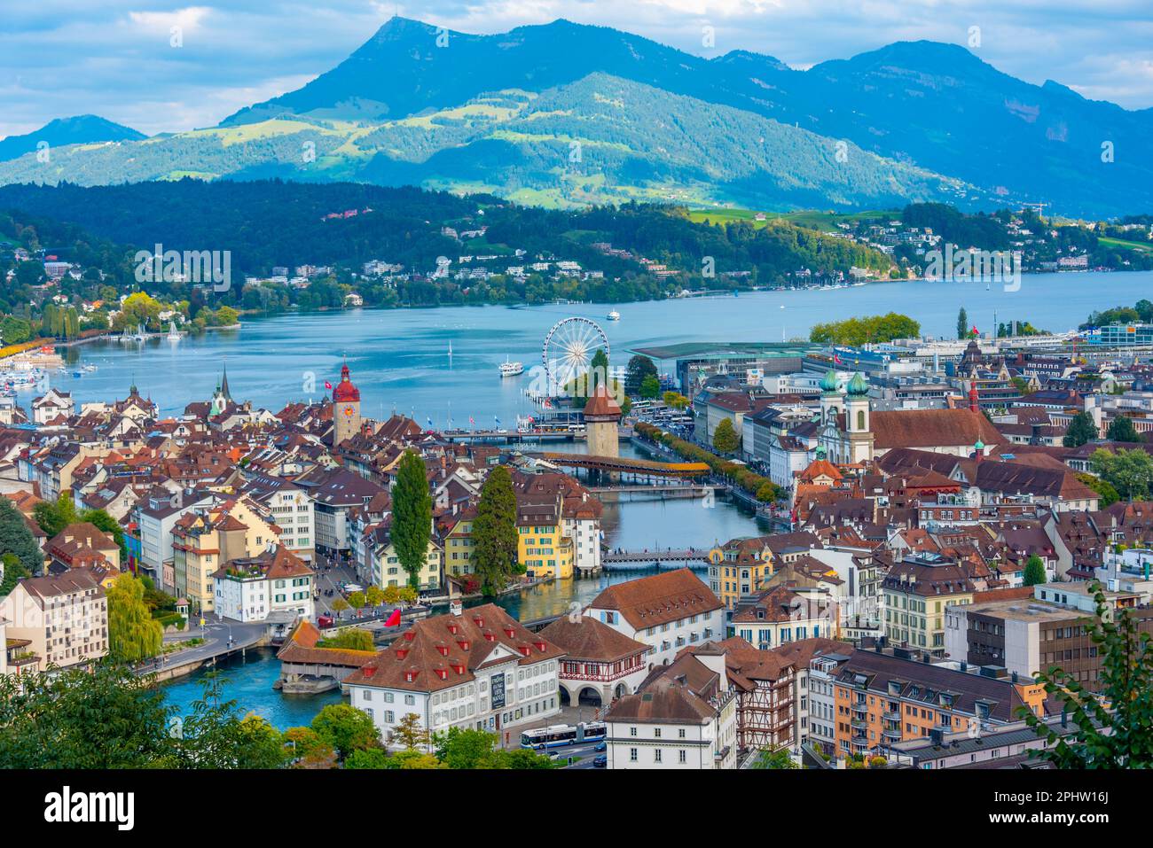 Panorama view of Luzern from Guetsch palace Stock Photo - Alamy