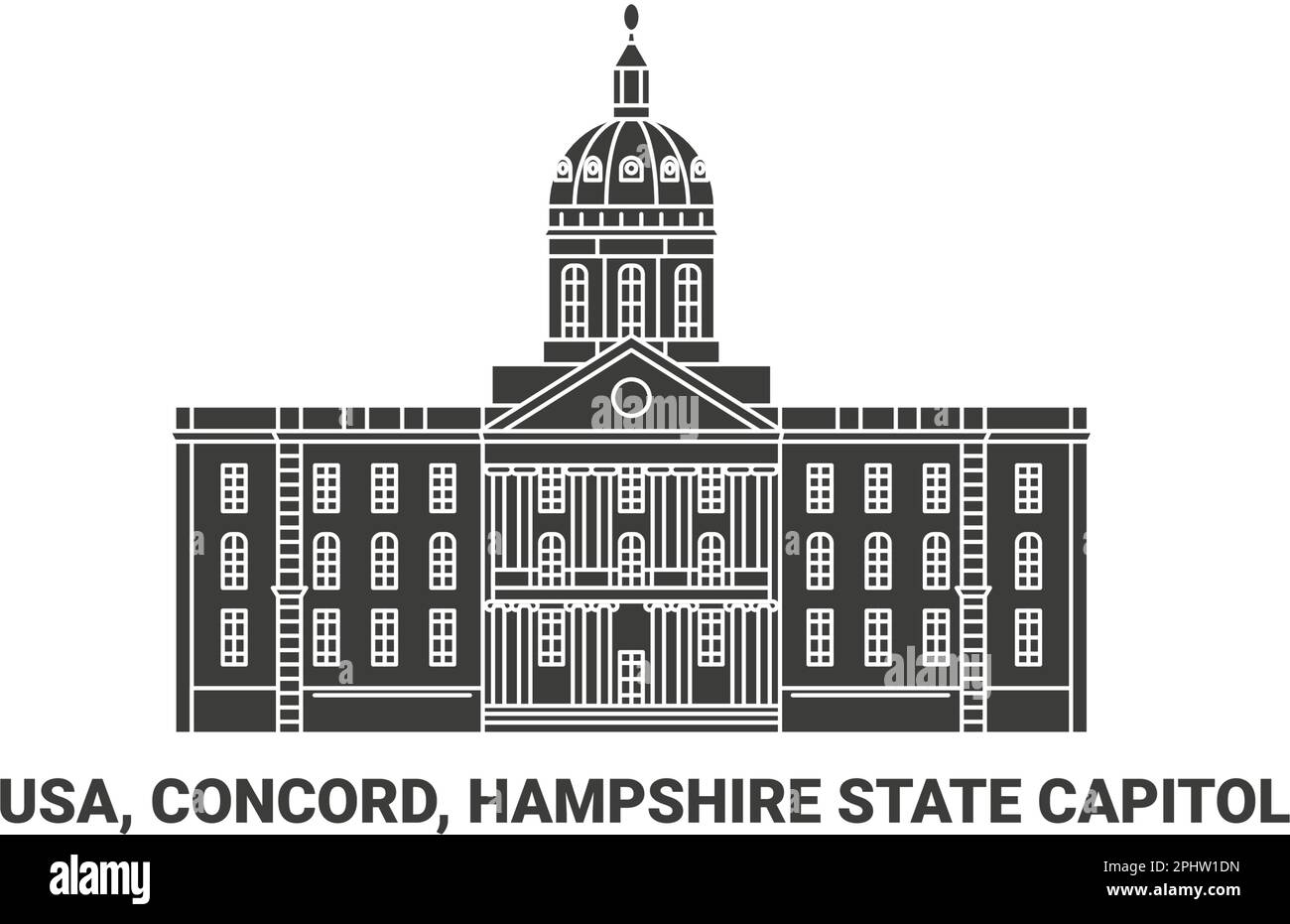 Usa, Concord, Hampshire State Capitol, travel landmark vector ...